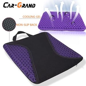 CAR-GRAND Gel Seat Cushion for Long Sitting Soft and Breathable, Honeycomb Gel Cushion for Car Or Wheelchair Reduce Sweat Gel Chair Cushion for Hip Pain Gel Seat Cushion for Office Chair (Purple)