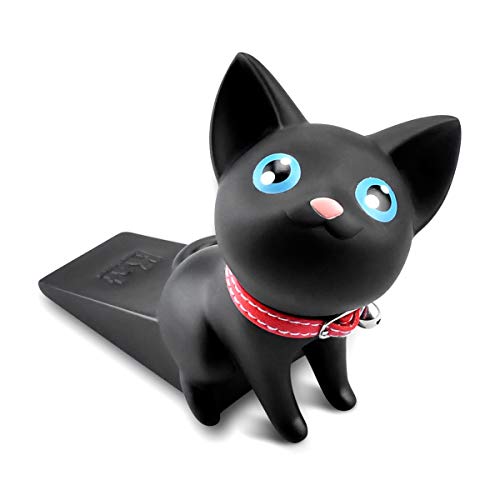 Door Stopper Decorative Cute Cat Door Stopper Non-Slip Non-Scratching Works on All Floor Surfaces Creative Door Stopper Pack (Black)