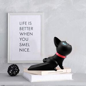 Door Stopper Decorative Cute Cat Door Stopper Non-Slip Non-Scratching Works on All Floor Surfaces Creative Door Stopper Pack (Black)