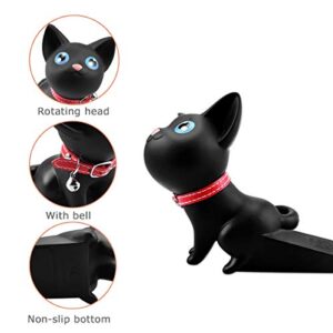 Door Stopper Decorative Cute Cat Door Stopper Non-Slip Non-Scratching Works on All Floor Surfaces Creative Door Stopper Pack (Black)