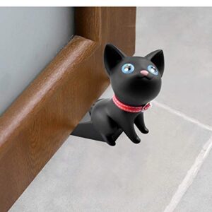 Door Stopper Decorative Cute Cat Door Stopper Non-Slip Non-Scratching Works on All Floor Surfaces Creative Door Stopper Pack (Black)