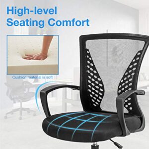 Drafting Chair Tall Office Chair Standing Desk Chair Adjustable Height with Arms Foot Rest Back Support Rolling Swivel Desk Chair Mesh Drafting Stool for Adults (Black)