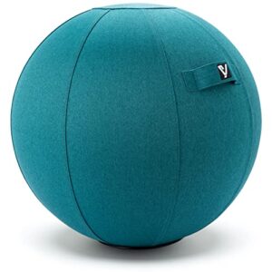 sitting ball chair for office and home, pilates exercise yoga ball with cover for balance, stability and fitness, ergonomic posture exercise ball seat with handle and pump (ocean blue, 24 in)