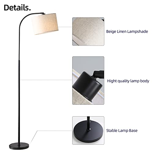 QYE Arc Floor Lamp with Remote,Modern Floor Lamp with Stepless Dimmable Bulb,Tall Lamp for Living Room with Smart LED RGB Bulb app Control.Mid Century Standing Lamp for Bedroom.