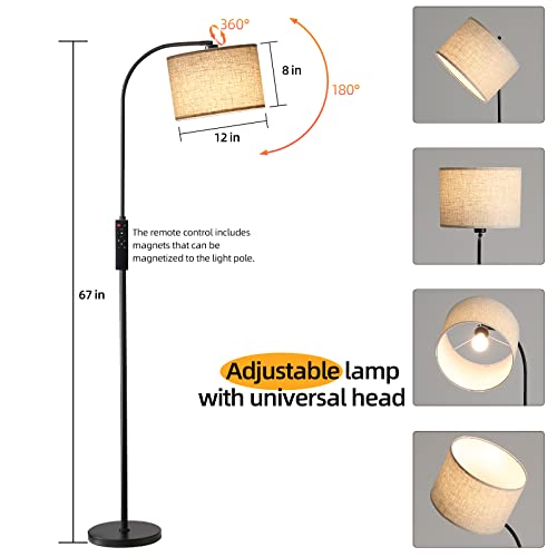 QYE Arc Floor Lamp with Remote,Modern Floor Lamp with Stepless Dimmable Bulb,Tall Lamp for Living Room with Smart LED RGB Bulb app Control.Mid Century Standing Lamp for Bedroom.