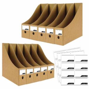 12 pack cardboard magazine holder premium magazine file holder brown magazine organizer, magazine storage box, large volume magazine file organizer as book bins or folder holder for desk (brown)