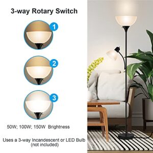 THOVAS Floor Lamp Free Stand Floor Lamp 3-Way 150W Main Uplight and Adjustable Reading Light for Living Room/Office/Bedroom by ONEXT