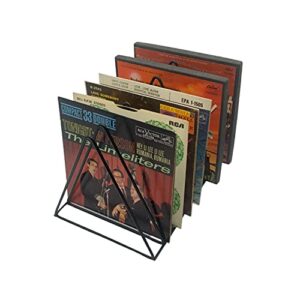 45rpm Vinyl Record Storage Holder - 7inch Stand Metal Wire Rack Holds up to 33 Album Lp's - Premium Display, Simple and Contemporary Shelf Concept Design for 7" Records (Black, 1)