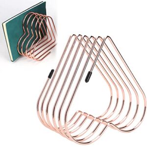 watris veiyi files folder stand, desktop iron storage rack, book record holder, desktop album storage rack, vinyl record stand holder, 5 slot heart shaped file holder for office home decor(rose gold)