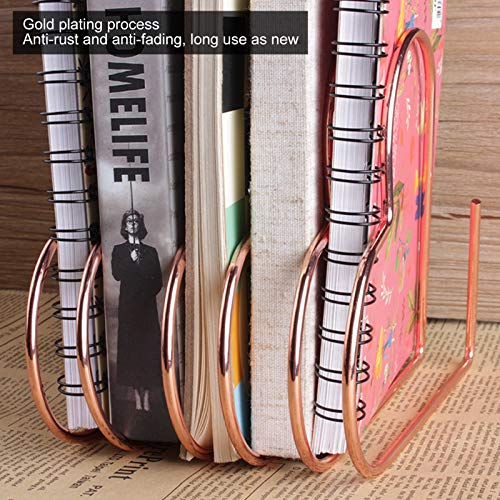 Watris Veiyi Files Folder Stand, Desktop Iron Storage Rack, Book Record Holder, Desktop Album Storage Rack, Vinyl Record Stand Holder, 5 Slot Heart Shaped File Holder for Office Home Decor(Rose Gold)