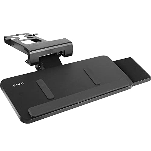 VIVO Extra Large Adjustable Computer Keyboard Tray with Slide-Out Mouse Platform, Ergonomic Under Table Tilting Desk Mount Shelf with Padding, Black, MOUNT-KB07B