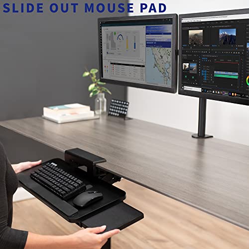 VIVO Extra Large Adjustable Computer Keyboard Tray with Slide-Out Mouse Platform, Ergonomic Under Table Tilting Desk Mount Shelf with Padding, Black, MOUNT-KB07B