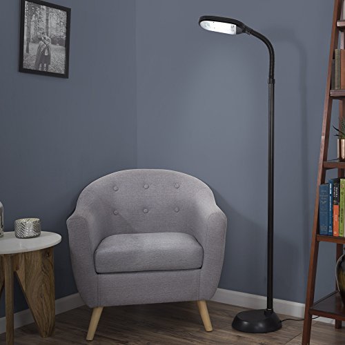 Lavish Home 72-6890 (Black) Floor Full Spectrum Natural Sunlight Lamp with Bendable Neck-Reading, Craft, Studying, and Esthetician Light