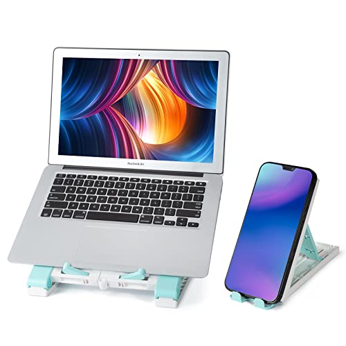 OImaster Laptop Stand Phone Stand Set for Desk, Ergonomic Computer Stand Laptop Riser, Phone and Tablet Stand for Desk, Portable Laptop Elevator Holder Compatible with MacBook, Laptop,Tablet(10-17’’)