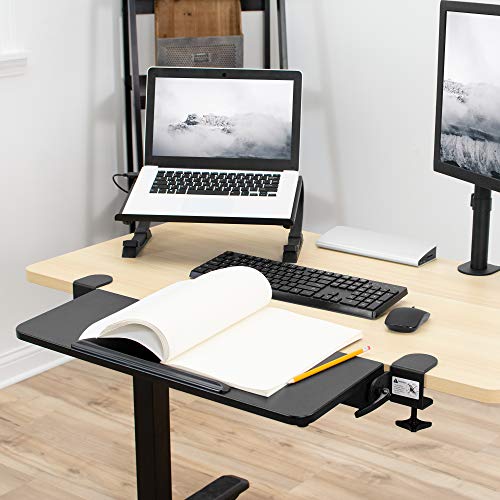 VIVO Clamp On Tilting Keyboard Tray, 26 (31 Including Clamps) x 9 inch Extension Platform for Typing and Mouse Work, Elbow and Arm Support Rest, Black, MOUNT-KB06H