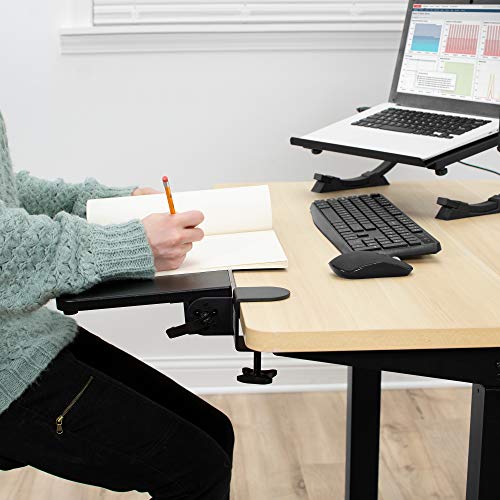 VIVO Clamp On Tilting Keyboard Tray, 26 (31 Including Clamps) x 9 inch Extension Platform for Typing and Mouse Work, Elbow and Arm Support Rest, Black, MOUNT-KB06H