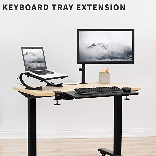 VIVO Clamp On Tilting Keyboard Tray, 26 (31 Including Clamps) x 9 inch Extension Platform for Typing and Mouse Work, Elbow and Arm Support Rest, Black, MOUNT-KB06H