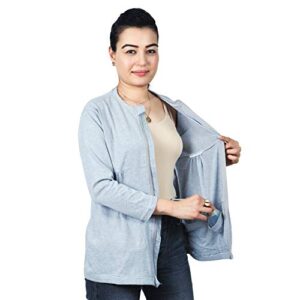 inspired comforts mastectomy recovery shirt with drain pockets & drainage tube fasteners, grey m