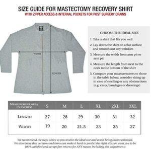 Inspired Comforts Mastectomy Recovery Shirt with Drain Pockets & Drainage Tube Fasteners, Grey M