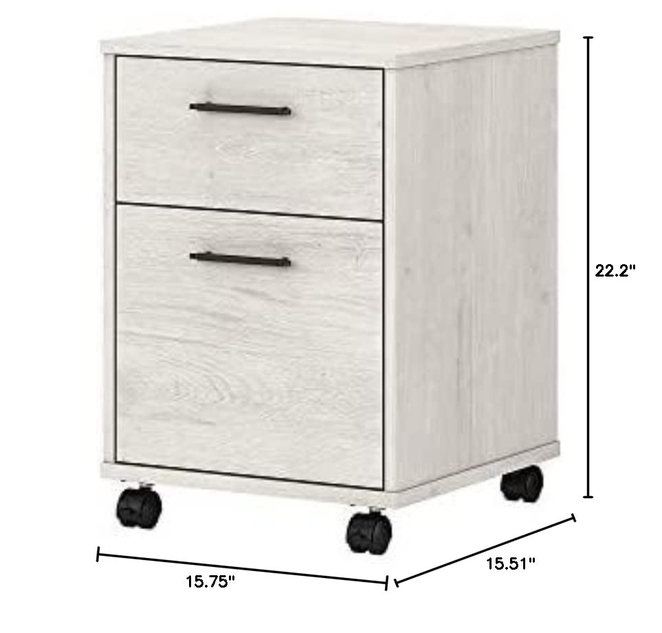 Bush Furniture Key West 2 Drawer Mobile File Cabinet, Linen White Oak