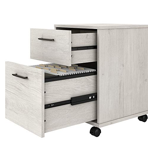 Bush Furniture Key West 2 Drawer Mobile File Cabinet, Linen White Oak