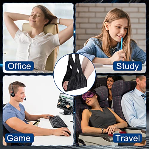 4 Pcs Airplane Foot Hammock Portable Travel Footrest Adjustable Height Memory Foam Travel Foot Leg Rest Comfy Airplane Foot Sling with 4 Pairs Earplugs for Airplane Travel Under Desk Office Work Home