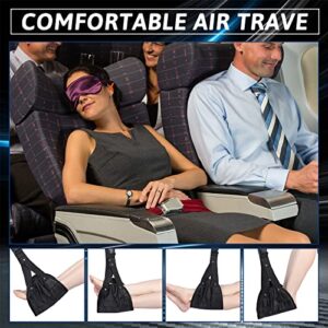 4 Pcs Airplane Foot Hammock Portable Travel Footrest Adjustable Height Memory Foam Travel Foot Leg Rest Comfy Airplane Foot Sling with 4 Pairs Earplugs for Airplane Travel Under Desk Office Work Home