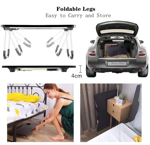 Foldable Bed Table for Laptop,Laptop Desk Table Stand,Laptop Bed Tray Table with Storage Drawer-Cup Holder, Notebook Stand Lap Desk for Writing Reading Eating, Portable Laptop Table for Bed Sofa Floor