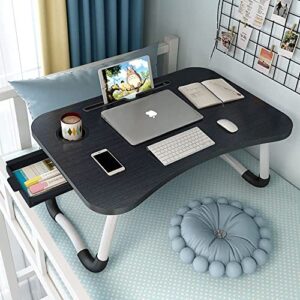 Foldable Bed Table for Laptop,Laptop Desk Table Stand,Laptop Bed Tray Table with Storage Drawer-Cup Holder, Notebook Stand Lap Desk for Writing Reading Eating, Portable Laptop Table for Bed Sofa Floor