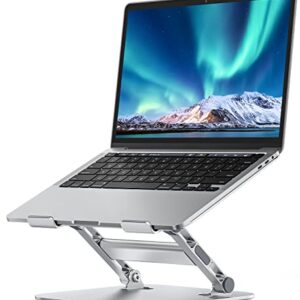 AOEVI Laptop Stand with Stable Support, Adjustable Laptop Riser for Desk, Aluminum Computer Stand Notebook Holder Compatible with MacBook Air Pro, Dell XPS, HP, Lenovo, Silver