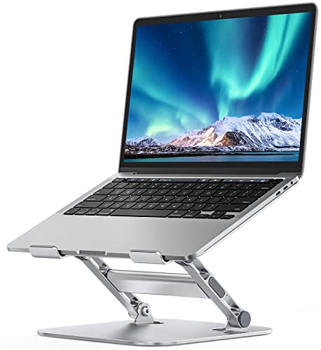 AOEVI Laptop Stand with Stable Support, Adjustable Laptop Riser for Desk, Aluminum Computer Stand Notebook Holder Compatible with MacBook Air Pro, Dell XPS, HP, Lenovo, Silver