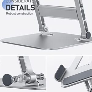 AOEVI Laptop Stand with Stable Support, Adjustable Laptop Riser for Desk, Aluminum Computer Stand Notebook Holder Compatible with MacBook Air Pro, Dell XPS, HP, Lenovo, Silver