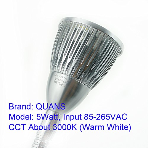 QUANS 5W 5x1W Warm White 19.68inch Clamp Clip on Gooseneck High Power LED Desk Table Light Lamp Ultra Bright Silver