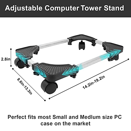 Zerayo Computer Tower Stand,PC Stand Shelf for Floor,CPU Stand with 4 Silent Rolling Casters Mobile Pc Holder,Suitable for Most Game Cases On Computer Tower Floor Stand