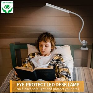 ECHEAIO Desk lamp, Desk Lamps for Home Office, Eye Caring Reading Lamp, 13W Clip on Light 3 Color Modes & 10 Brightness Levels Flexible Gooseneck Light for Headboard Piano Desk Bedside Reading