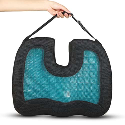 Gel Enhanced Seat Cushion - Memory Foam Chair Pillow with Cooling Gel for Sciatica Coccyx Back & Tailbone Pain Relief - Office Chair Car Seat Cushion