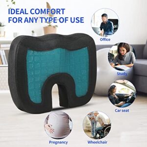 Gel Enhanced Seat Cushion - Memory Foam Chair Pillow with Cooling Gel for Sciatica Coccyx Back & Tailbone Pain Relief - Office Chair Car Seat Cushion