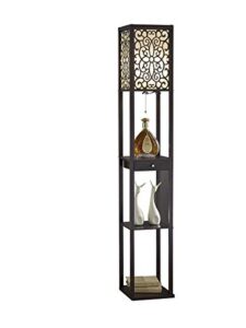 artiva usa a808101ex etagere shelf floor lamp with drawer, 63″, expresso