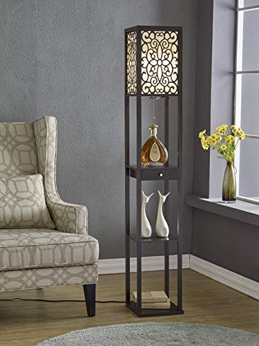 Artiva USA A808101EX Etagere Shelf Floor lamp with Drawer, 63", Expresso