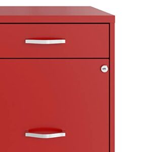 Hirsh Industries Space Solutions 18in Deep 3 Drawer Metal Organizer File Cabinet Red, Letter Size, Fully Assembled