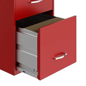 Hirsh Industries Space Solutions 18in Deep 3 Drawer Metal Organizer File Cabinet Red, Letter Size, Fully Assembled