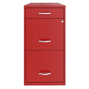 Hirsh Industries Space Solutions 18in Deep 3 Drawer Metal Organizer File Cabinet Red, Letter Size, Fully Assembled