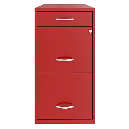 Hirsh Industries Space Solutions 18in Deep 3 Drawer Metal Organizer File Cabinet Red, Letter Size, Fully Assembled