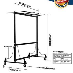 AdirOffice Combo Cart for Chairs & Tables - Foldable Seat & Table Wheeled Caddy - Steel Body Truck with Locking Swivel Caster Wheels - 600 Lbs Weight Capacity - Quick & Easy Assembly