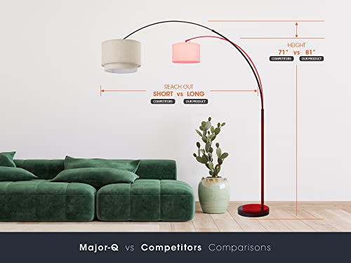 Major-Q Modern 81" Arc Tall Living Room-Stand Up Arching Drum Shade Large Floor Lamp for Dinning/ Bedrooms-Corner Lamp for Office Lighting Black