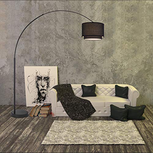 Major-Q Modern 81" Arc Tall Living Room-Stand Up Arching Drum Shade Large Floor Lamp for Dinning/ Bedrooms-Corner Lamp for Office Lighting Black