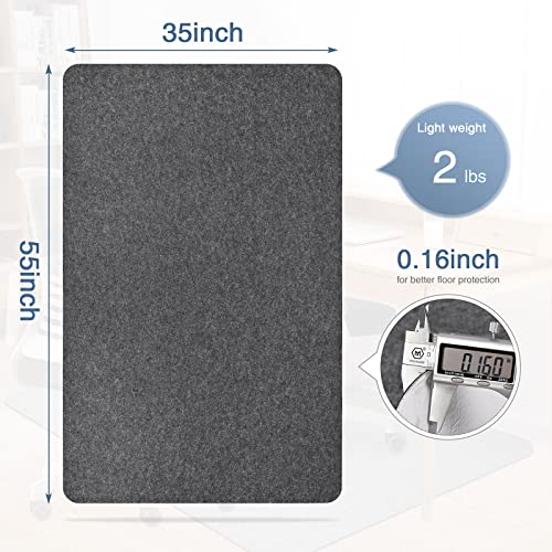 Placoot Office Chair Mat for Hardwood Floor, 55"x35" Computer Chair Mat, Desk Chair Mat, Large Anti-Slip Floor Protector for Home Office (Dark Grey, 55"×35")