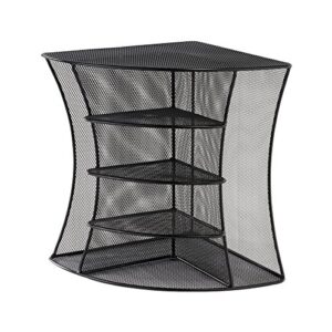 safco products onyx mesh corner organizer 3261bl, black powder coat finish, durable steel mesh construction, space-saving functionality, 13″ x 15″ x 11″