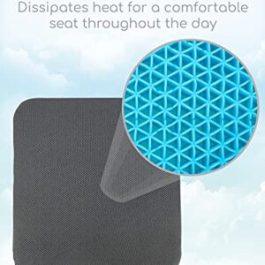 Gel Seat Cushion (Gray) by Xtra-Comfort - Seat Pad for Cars, Outdoors, Kitchens, Offices and Wheelchairs - Butt Cushion for Coccyx, Tailbone Pain and Lower Back, Sciatica Issues - Sitting Upholstery