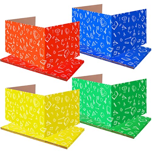 12 Pack Study Carrel Reduces Distractions Privacy Boards Desk Divider Desk Privacy Panel Privacy Folders for Students Classroom Set for School Table Office Supplies, 4 Colors, 54 x 12 Inches